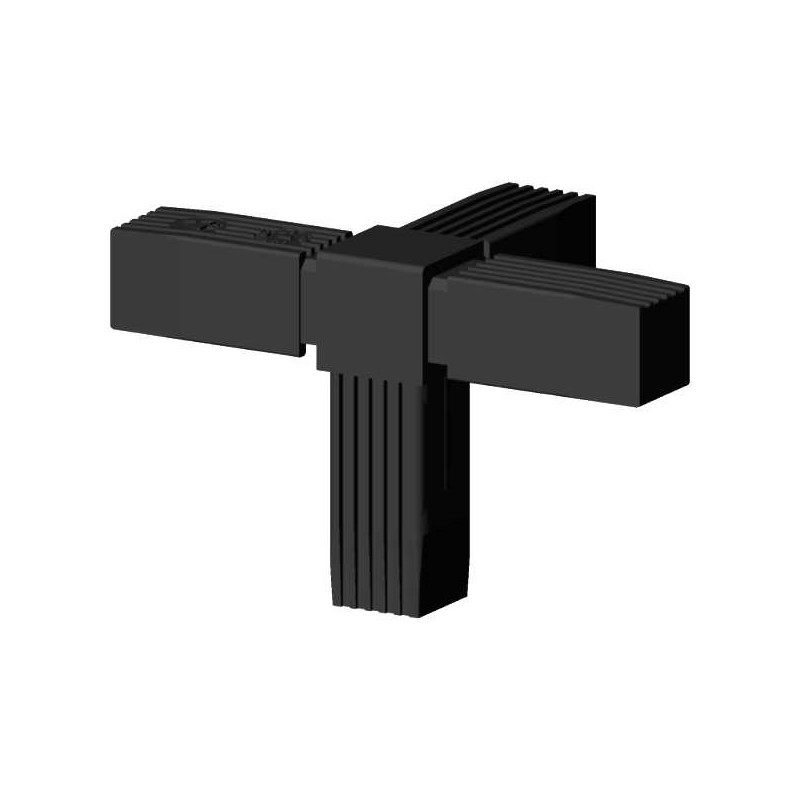 T-connector, 4 way for Square Tube, Polyamid 6, black, one piece